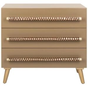 Safavieh Home Raquel Modern Taupe and Gold and Brown 3-drawer Chest