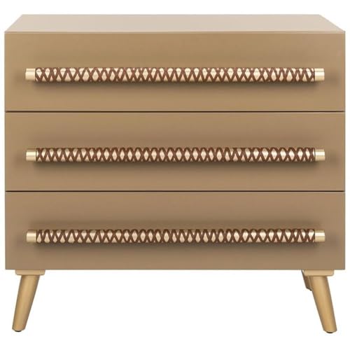 Safavieh Home Raquel Modern Taupe and Gold and Brown 3-drawer Chest