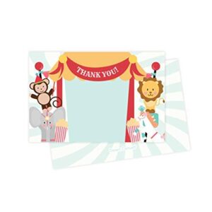 desert cactus circus carnival thank you cards (25 count) with envelopes bulk birthday party bridal blank graduation kids children boy girl baby shower (25ct)