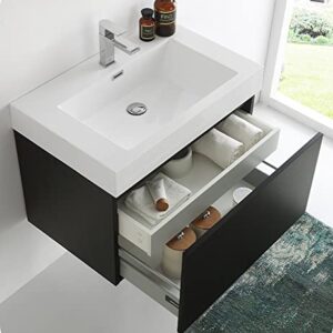 Fresca Mezzo 30" Black Wall Hung Modern Bathroom Cabinet - Cabinet Only (Sink Not Included)