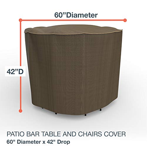 Budge StormBlock Hillside Patio Bar Table and Chairs Cover Premium, Outdoor, Waterproof, Medium, Black and Tan Weave