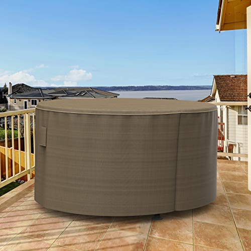 Budge P5A22BTNW3 StormBlock Hillside Round Patio Table Cover Premium, Outdoor, Waterproof, Medium, Black and Tan Weave, 48" Diameter x 28" Drop