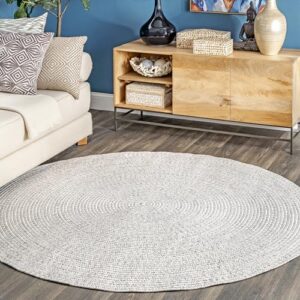 nuloom braided indoor/outdoor area rug, 6' round, wynn ivory