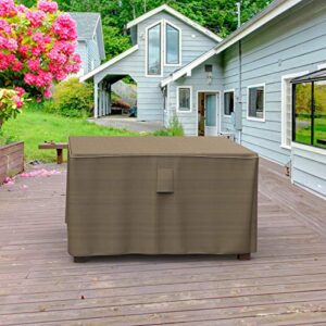 Budge P5A09BTNW3 StormBlock Hillside Square Patio Table Cover Premium, Outdoor, Waterproof, Medium, Black and Tan Weave