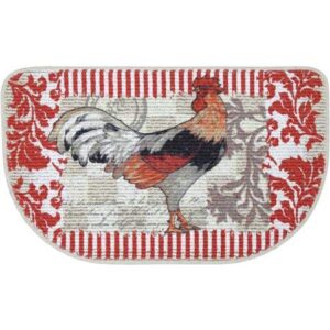 18" x 30" Rooster Printed Slice Kitchen Mat Oversized Quilted Mittens, Flame Heat Resistant Set of 2 - Bundle Set﻿