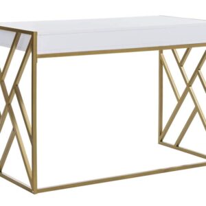 Safavieh Home Office Elaine Modern White and Gold 1-drawer Desk