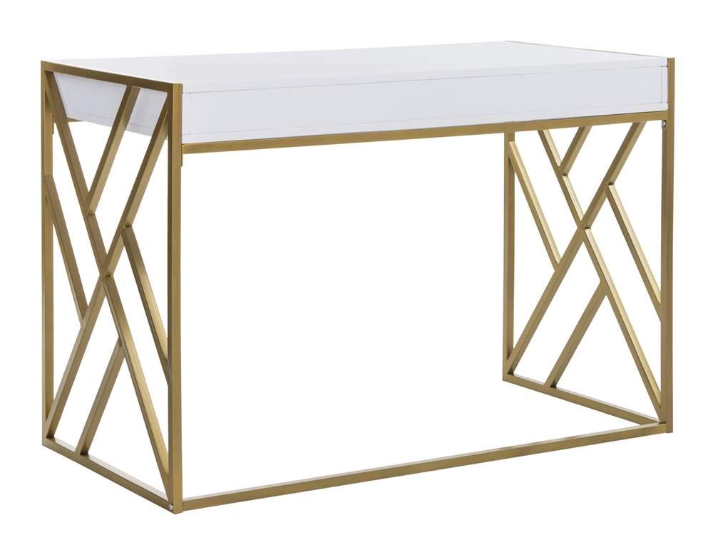 Safavieh Home Office Elaine Modern White and Gold 1-drawer Desk