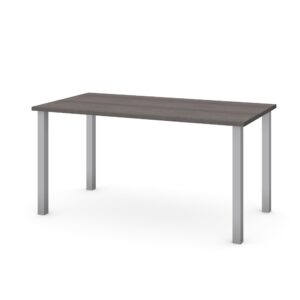 bestar universel 60w table desk with square metal legs in white