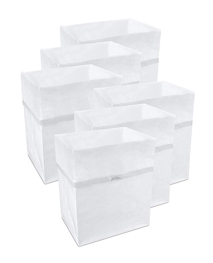 Clean Cubes 13 Gallon Disposable Trash Cans (6-Pack). Reusable Garbage and Recycling Bins for Parties, Events, and More (White - 17" Height x 13.5" Width x 10" Depth)