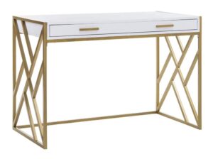 safavieh home office elaine modern white and gold 1-drawer desk