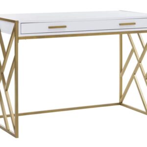 Safavieh Home Office Elaine Modern White and Gold 1-drawer Desk