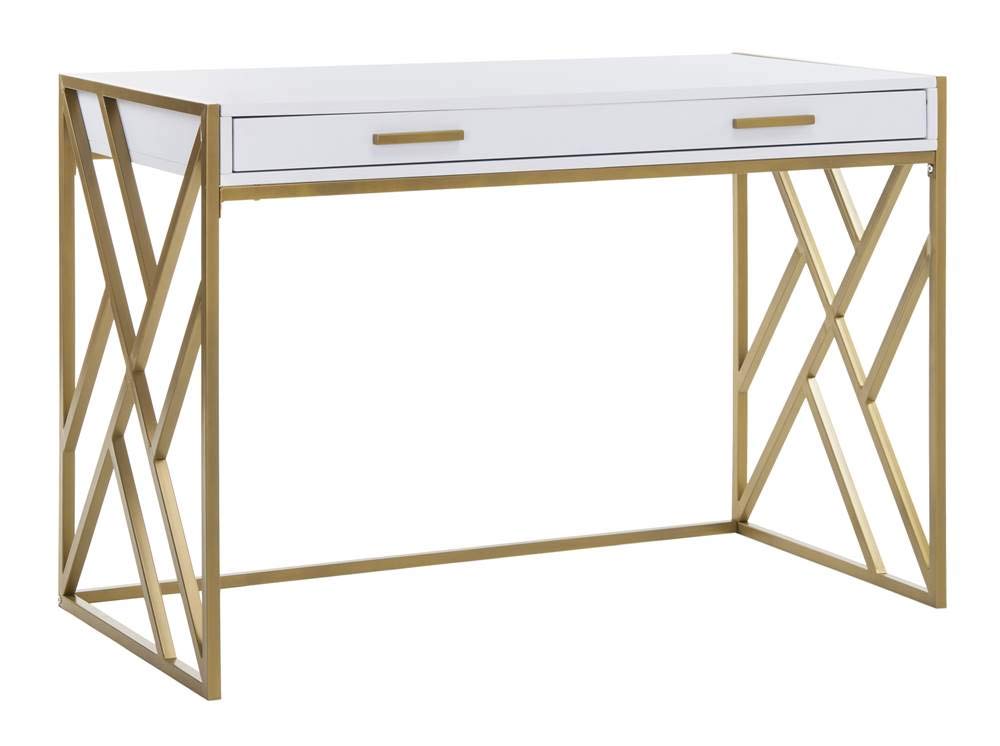 Safavieh Home Office Elaine Modern White and Gold 1-drawer Desk