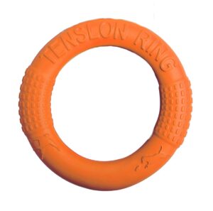 soft durable rubber tug ring dental chewing biting chasing training toy for dogs dt103 orange 7 inch