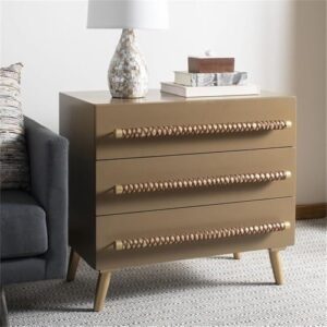 Safavieh Home Raquel Modern Taupe and Gold and Brown 3-drawer Chest