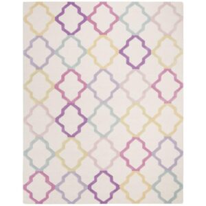 safavieh kids collection area rug - 8' x 10', ivory & multi, handmade trellis wool, ideal for high traffic areas in playroom, nursery, bedroom (sfk102a)