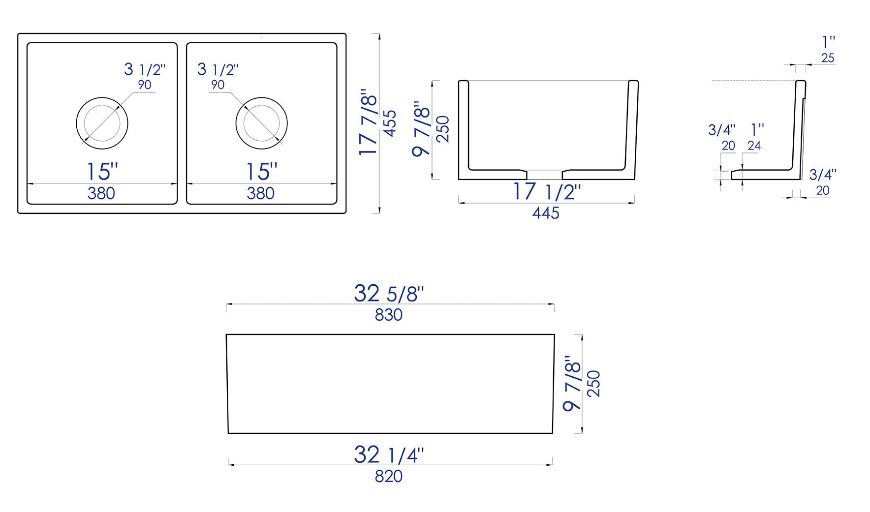 ALFI brand ABCO3318DB Kitchen Sink, Concrete