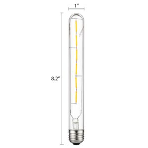 Sunlite LED Filament T8 Tubular Light Bulb, 5 Watts (40W Equivalent), 430 Lumens, Medium E26 Base, Dimmable, 214 mm, UL Listed, 2700K Soft White, 6 Count