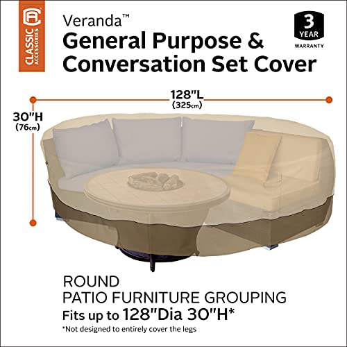 Classic Accessories Veranda Water-Resistant 128 Inch Round General Purpose Patio Furniture Cover, Patio Furniture Covers