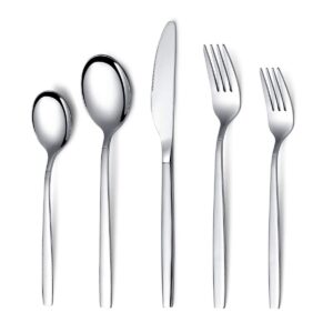 berglander flatware set 20 pieces, stainless steel flatware set, silverware set service for 4