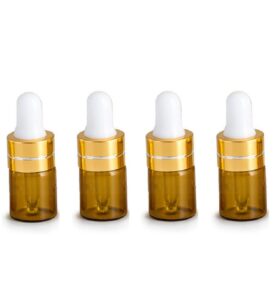 30pcs essential oil dropping bottles refillable amber glass dropper bottles portable perfume sample vials cosmetic lotion liquid containers with glass eye dropper and caps (2ml)