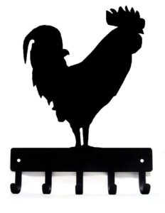 the metal peddler rooster #02 farm key rack - small 6 inch wide - made in usa