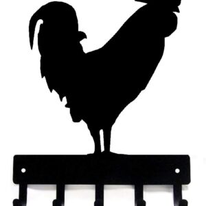 The Metal Peddler Rooster #02 Farm Key Rack - Small 6 inch Wide - Made in USA