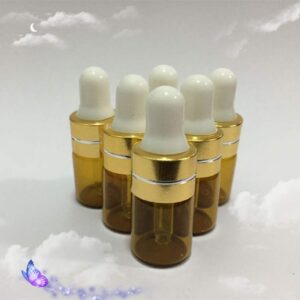 30Pcs Essential Oil Dropping Bottles Refillable Amber Glass Dropper Bottles Portable Perfume Sample Vials Cosmetic Lotion Liquid Containers with Glass Eye Dropper and Caps (2ml)