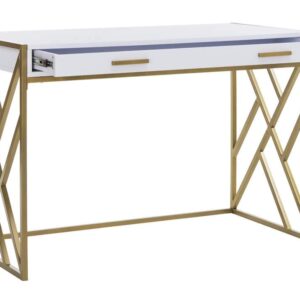 Safavieh Home Office Elaine Modern White and Gold 1-drawer Desk