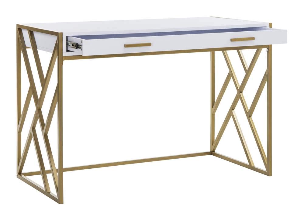 Safavieh Home Office Elaine Modern White and Gold 1-drawer Desk