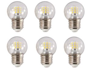 a15 led bulb g45 7w mini globe led bulb led candelabra bulb for ceiling fan decorative lights, e26/e27 medium base,7w(60w equivalent),ac85-265v,not dimmable,warm white 3000k,6 pack