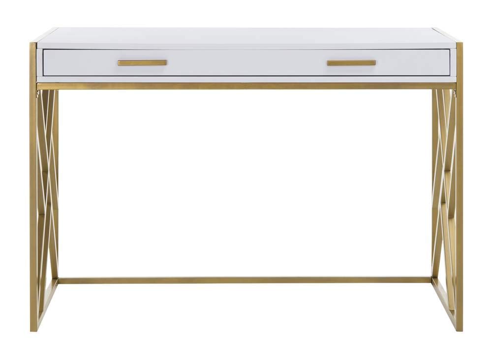 Safavieh Home Office Elaine Modern White and Gold 1-drawer Desk