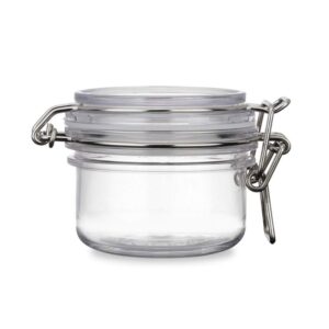 2pcs 4 oz/120ml clear round plastic home kitchen storage sealed jar bottles with leak proof rubber and hinged lid for herbs, spices, candy, gift, arts and crafts storage multi-purpose container