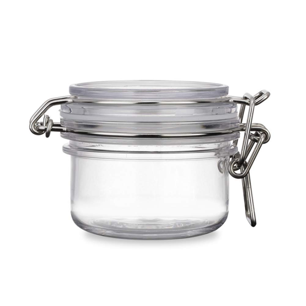 2Pcs 4 Oz/120ml Clear Round Plastic Home Kitchen Storage Sealed Jar Bottles with Leak Proof Rubber and Hinged Lid for Herbs, Spices, Candy, Gift, Arts and Crafts Storage Multi-purpose Container