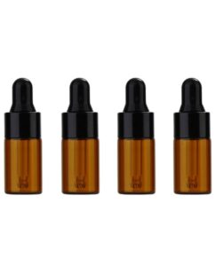 30pcs amber glass dropper bottles mini empty sample vials essential oil dropping bottles perfume jars cosmetic container with glass eye dropper and black caps (3ml)