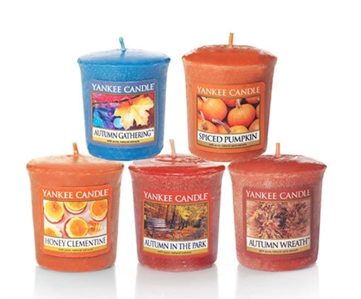 Yankee Candle 12 Fall and Winter Votive Samplers in Box Plus Bonus Organza Sachet Bag - Autumn and Holiday Scent Bundle