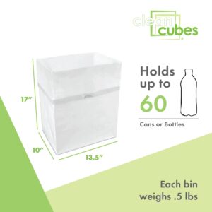 Clean Cubes 13 Gallon Disposable Trash Cans (6-Pack). Reusable Garbage and Recycling Bins for Parties, Events, and More (White - 17" Height x 13.5" Width x 10" Depth)