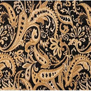 57" Wide Paisley Drapery Upholstery Chenille Fabric Black Color Sold by The Yard