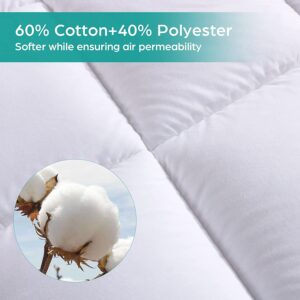 WhatsBedding Cotton Waterproof Mattress Pad Queen Size Top Down Alternative Filling Pillowtop Mattress Topper Cover-Fitted Quilted (Mattress Pad Queen)