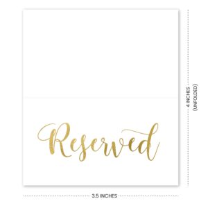 25 Gold VIP Reserved Sign Tent Place Cards For Table at Restaurant, Wedding Reception, Church, Business Office Board Meeting, Holiday Christmas Party, Printed Seating Reservation Accessories DIY Seat