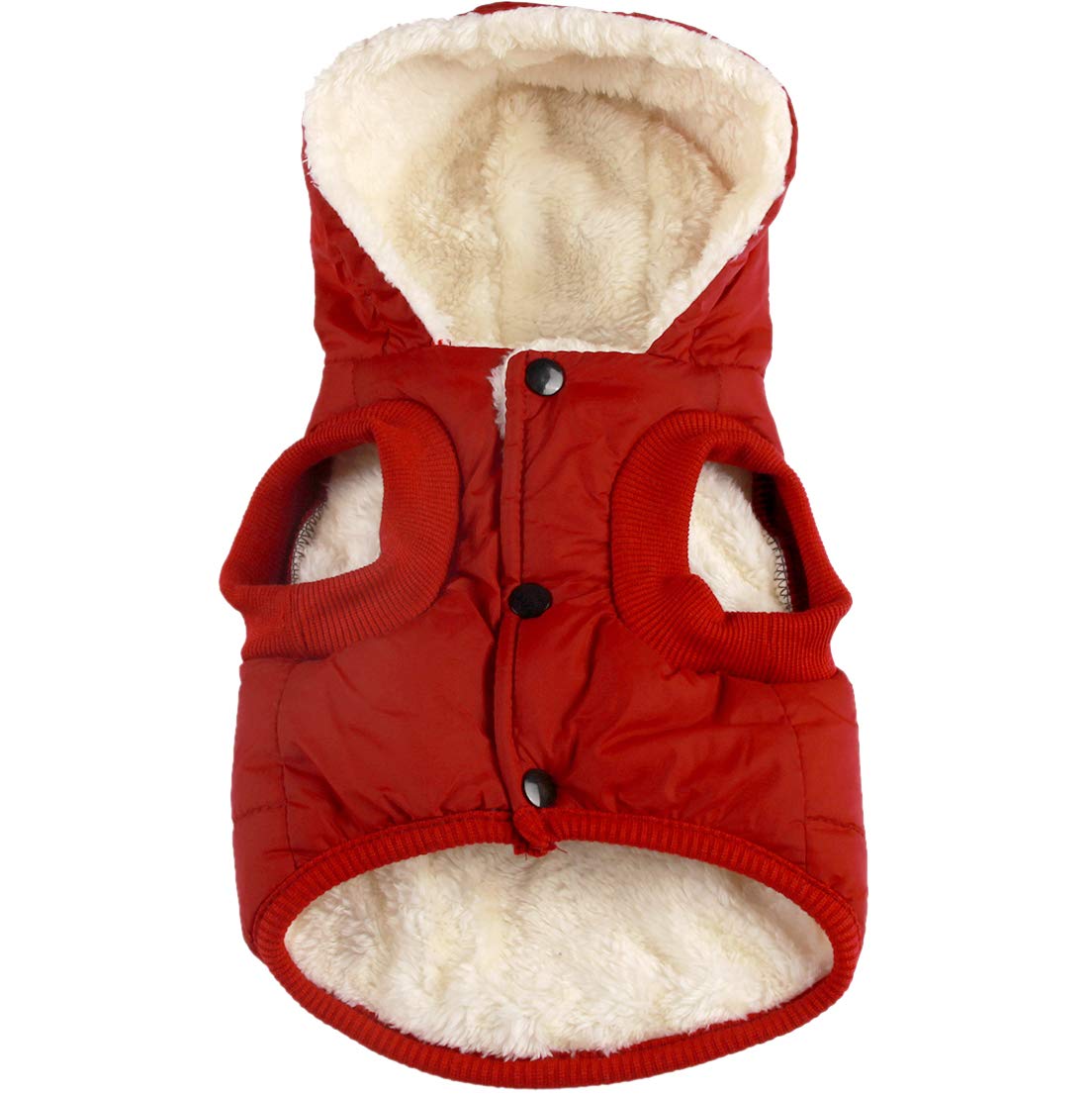 Vecomfy Fleece Lining Extra Warm Dog Hoodie in Winter,Small Dog Jacket Puppy Coats with Hooded,Red XS