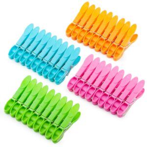 colorful plastic clothespins, heavy duty laundry clothes pins clips with springs, 4 colors clothes drying line pegs for kitchen outdoor trip, air-drying clothing pin set(36 pack)