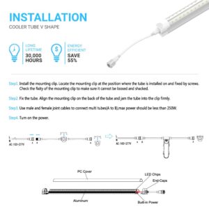 LEDMyplace 18W 4ft LED Freezer/Cooler Tubes T8 V-Shape, 2160 Lumens, 5000k Daylight White, 180° Beam Angle, 100-277V, Tube Lights for Supermarkets Freezer, Grocery Stores, Commercial Freezer Lights