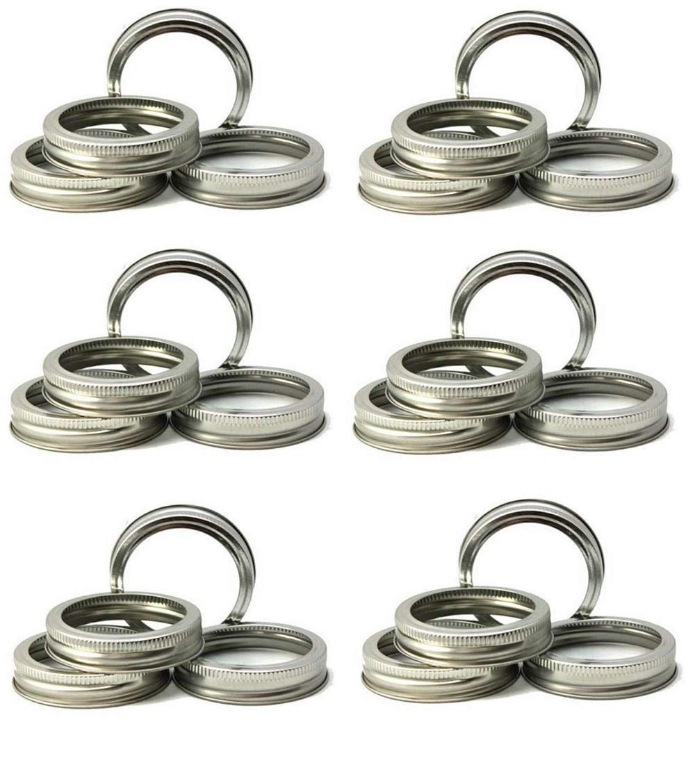 Mason Jar Replacement Rings or Durable & Rustproof Tinplate Metal Bands/Rings for Mason Jar,Canning Jars,Storage (Set of 24 Regular Mouth)