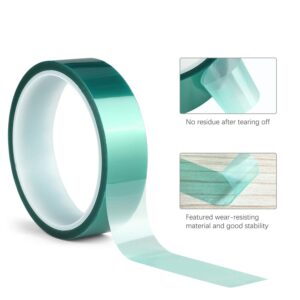 3-Pack Green Polyester Hi-Temp Masking Tape Multi-Sized Value Bundle;1/2 inches,1 inches & 2 inches PET Tape with Silicone Adhesive,Ideal for Painting,Powder Coating,Anodizing,Circuit Boards