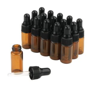 15pcs amber glass dropping bottles 1ml 2ml 3ml 5ml mini essential oil dropper bottles empty travel sample vials with black cap (3ml)