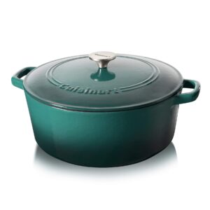 cuisinart chef's classic enameled cast iron round covered casserole (teal gradient, 7- quart)