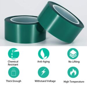 APT,2 Mil Polyester Tape with Silicone Adhesive, PET Tape, high Temperature Tape, 3.5 mil Thickness, Powder Coating, E-Coating (1, 2" x 72Yds)