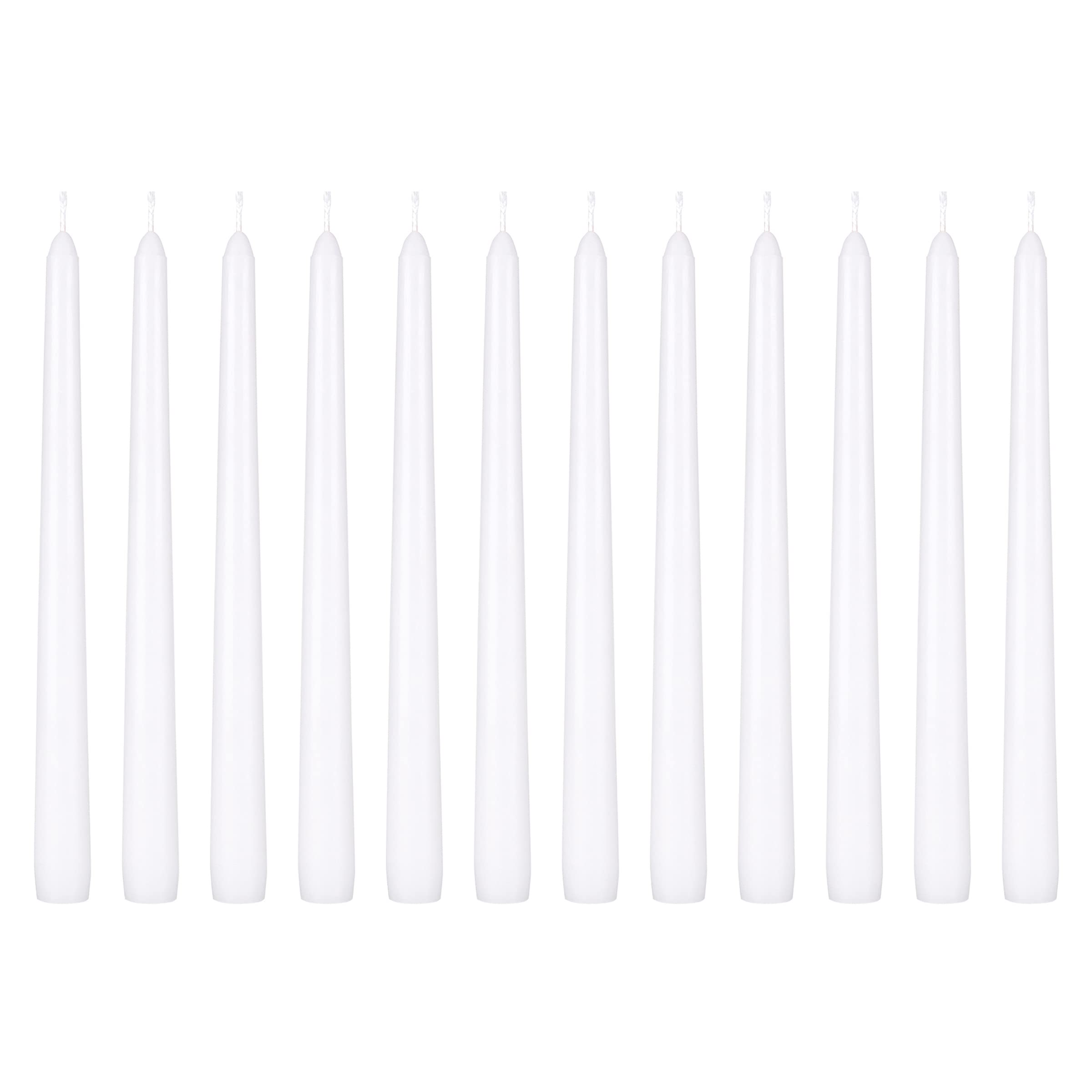 Mega Candles 12 pcs Unscented White Taper Candles, Hand Poured Wax Candle 10 Inch x 7/8 Inch, Home Décor, Wedding Receptions, Centerpieces, Birthdays, Celebrations, Romantic Events, Holders