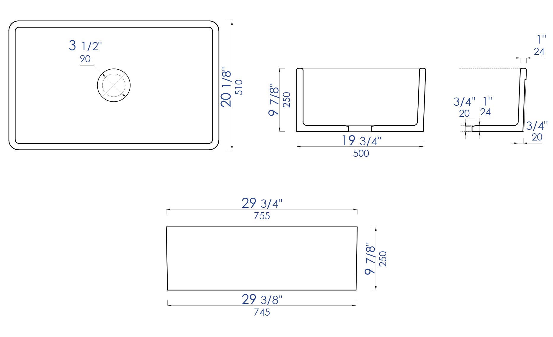 ALFI brand ABCO3020SB Kitchen Sink, Concrete