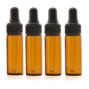 amber dropper bottles-100pcs 5ml cute essential oil bottles with eye dropper dispenser for perfumes cosmetic liquid aromatherapy chemistry lab sample storage jars vial container (black screw cap)